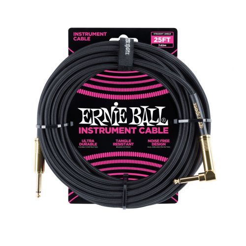 Ernie Ball 6058 25' Braided Straight/Angle Instrument Cable