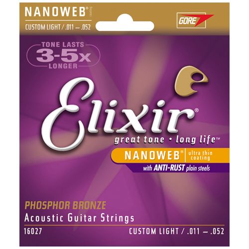 Elixir 16027 Nanoweb Acoustic Custom light 011-052 Phosphor Bronze