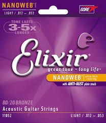 Elixir 16052 Nanoweb 80/20 Acoustic Guitar Strings 012-053