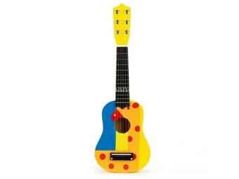 ECO TOYS Drvena gitara za decu sa metalnim icama cube yellow