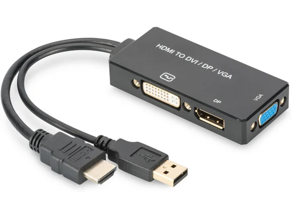 Digitus Adapter HDMI na DP/DVI/VGA 0.2m AK-330403-002-S