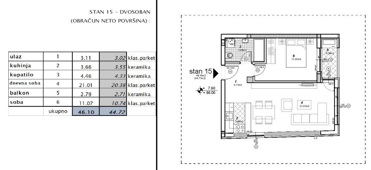 NOVI SAD - TELEP - 44. 72 m2