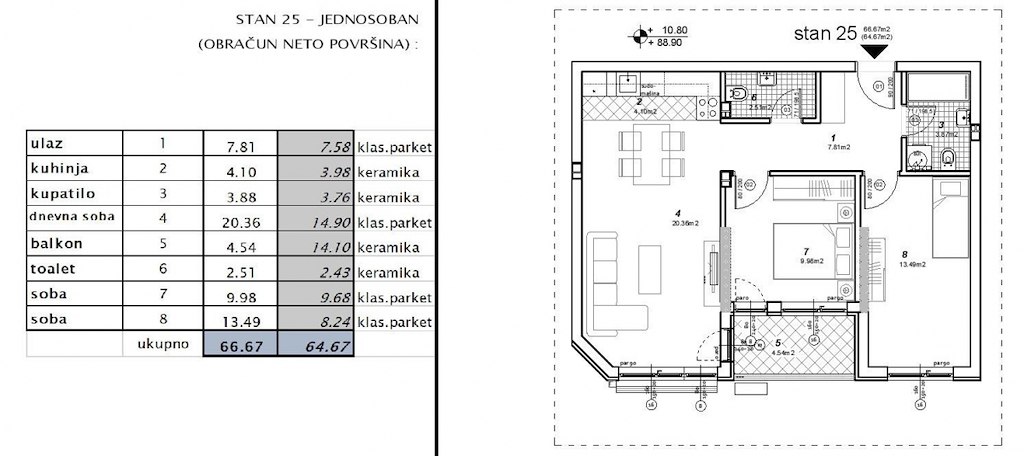 NOVI SAD - TELEP - 64. 67 m2