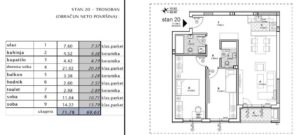 NOVI SAD - TELEP - 69. 63 m2