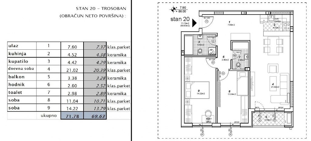 NOVI SAD - TELEP - 69. 63 m2