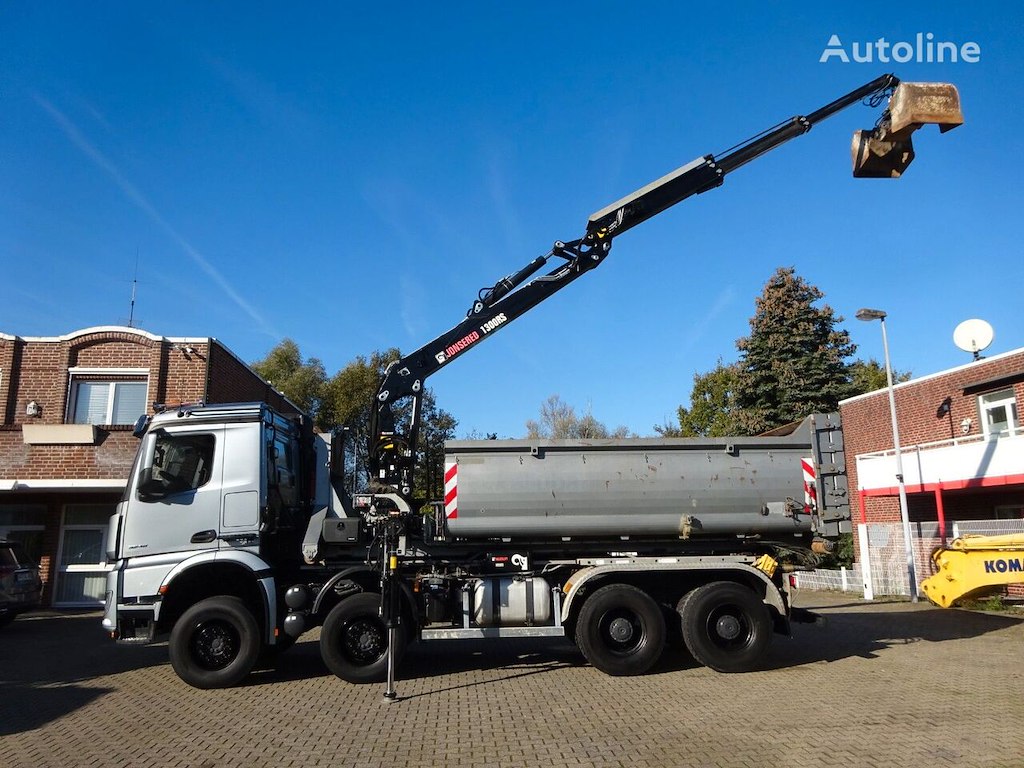 Mercedes-Benz 3248 Arocs Abroller + HIAB Kran + Greifer 8x4/4 kiper