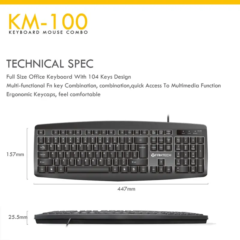 Combo miš i tastatura Fantech KM-100 crni