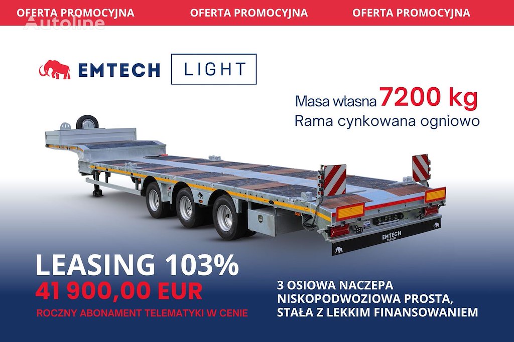 Emtech 3.NNP-S (NA, LIGHT) 3 osiowa naczepa prosta, stała poluprikolica sa niskom platformom