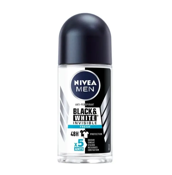 NIVEA Muški dezodorans Roll On Black & White Invisible Fresh, 50ml