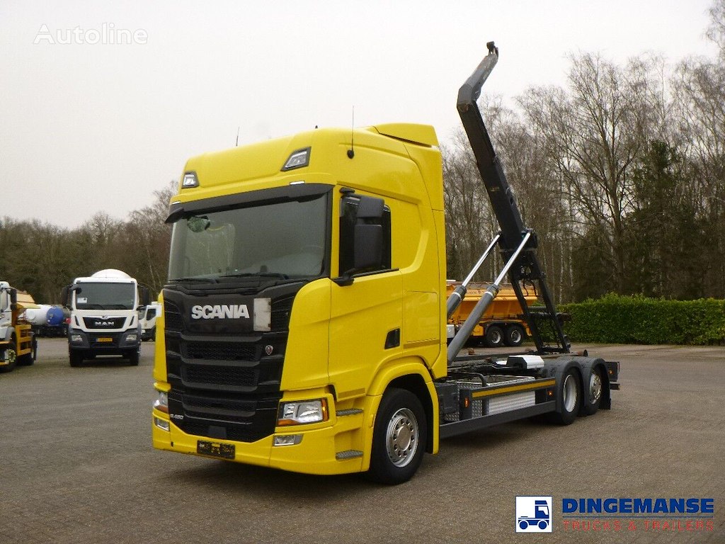 Scania R450 6x2 Euro 6C + Retarder + Meiller container hook 18.000 kg kamion rol kiper