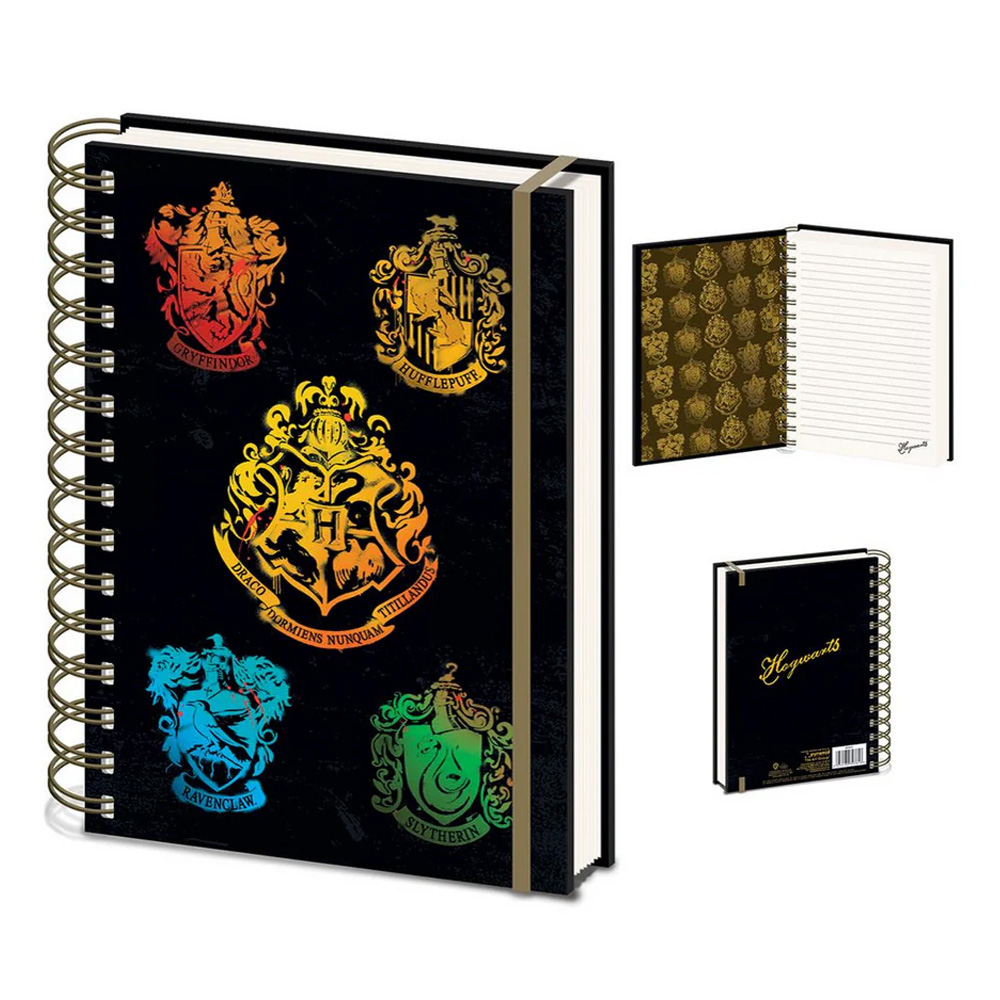 Harry Potter - Colorful Crest Dark A5 Wiro Notebook