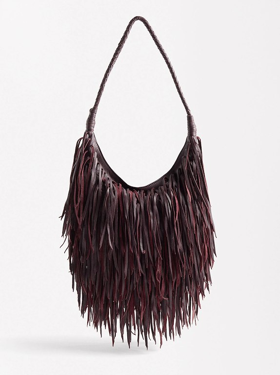 LEATHER SHOULDER BAG WITH FRINGES