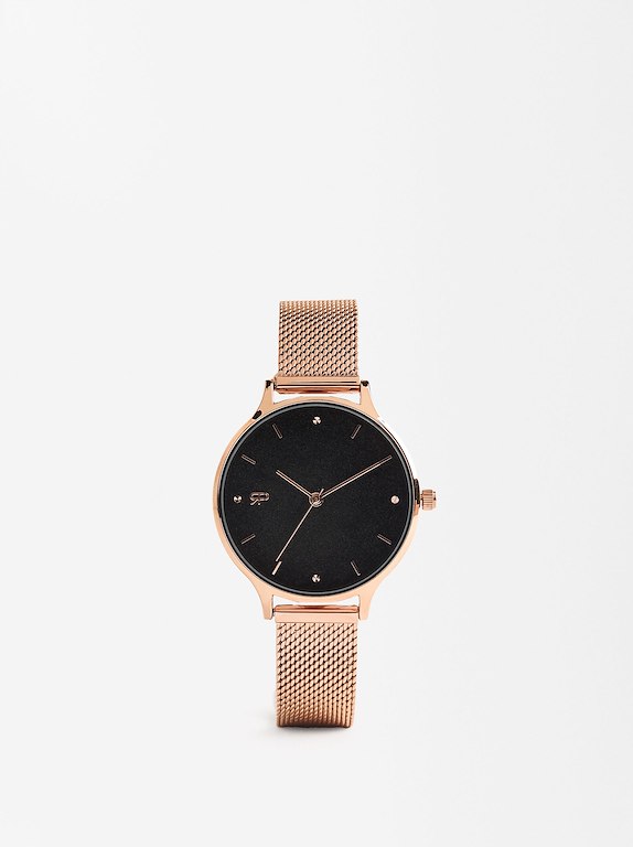 Watch with stainless steel mesh strap