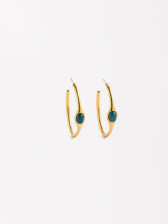 Golden Hoop Earrings With Color Detail