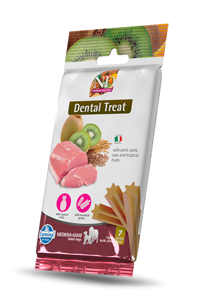 dental treat with pork, spelt, oats and tropical fruits medium & maxi