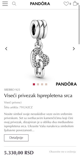 Pandora srce privezak