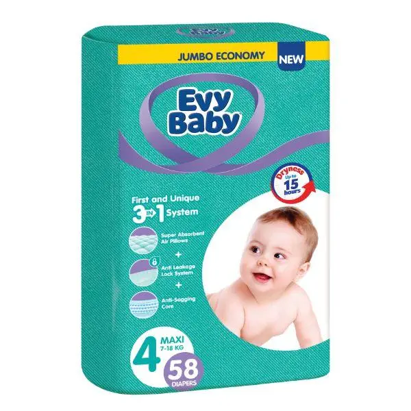 EVY BABY Pelene jumbo 4 Maxi, 3 u 1, 8 - 18 kg, 58 kom