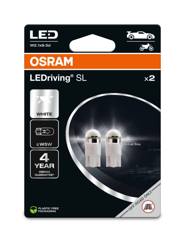 OSRAM LEDriving SL W5W WHITE 2825DWP-2BL 1W 12V W2.1X9.5D 4062172401258