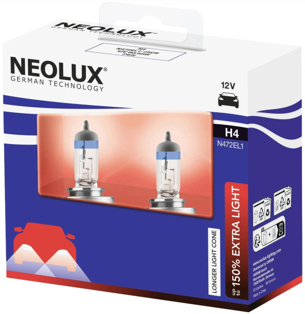 NEOLUX 150% Extra Light H4 N472EL1-2SCB 60/55W 12V P43T 10X21ANEOLX 4062172300544