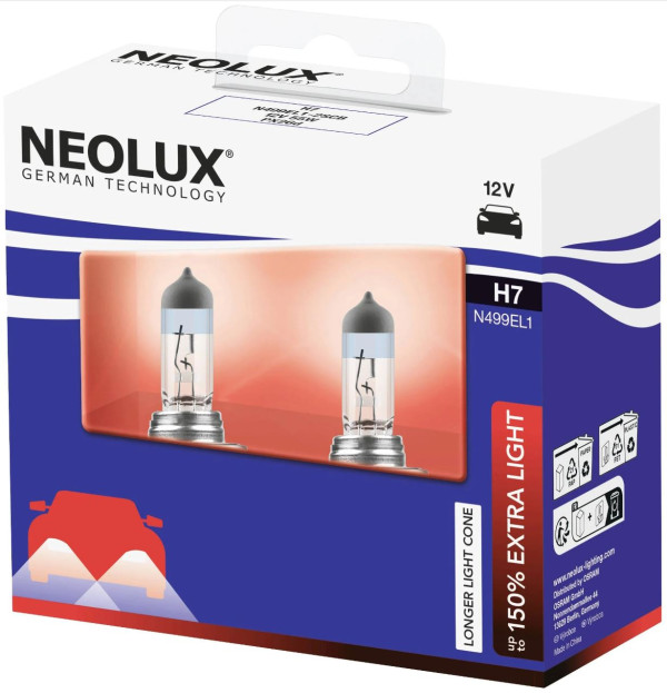 NEOLUX 150% Extra Light H7 N499EL1-2SCB 55W 12V PX26D 10X2 1A NEOLX 4062172300568