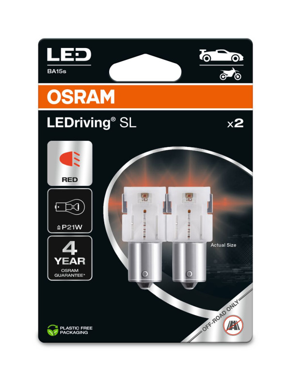 OSRAM LEDriving SL P21W RED 7506DRP-2BL 1,4W 12V BA15S 4062172401371