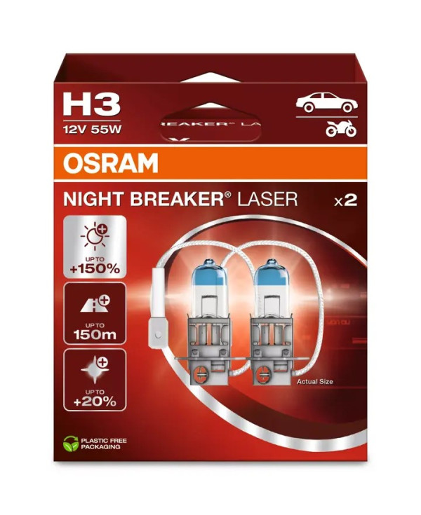 OSRAM NIGHT BREAKER LASER H3 64151NL-2HB 55W 12V PK22S