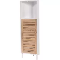 Ugaoni Ormarić Za Kupatilo Sa Vratima i Policom Stochklom 30x30x118cm Mdf Bambus Bela