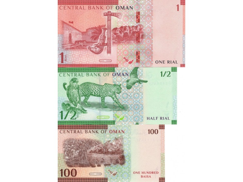 OMAN set 100 baisa, 1/2 i 1 Rial 2020/2021 UNC