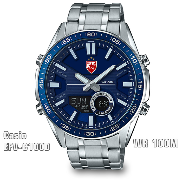 FK CRVENA ZVEZDA ručni sat Casio EFV-C100D-plavi