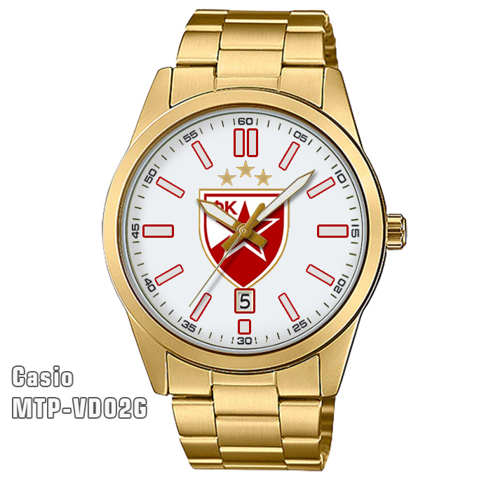 Ručni sat FK CRVENA ZVEZDA GRB Casio MTP-VD02G (beli)