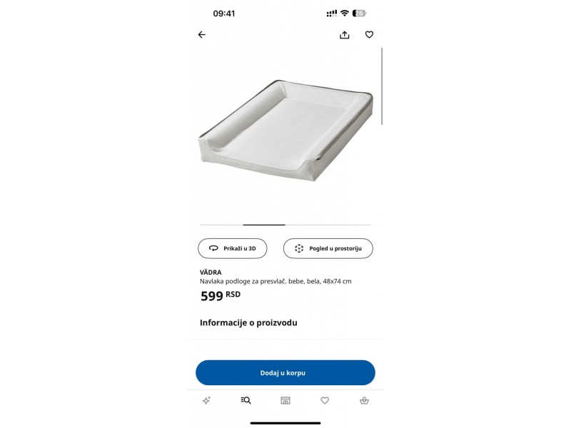 RASPRODAJA Navlaka podloge za presvlacenje beba Ikea