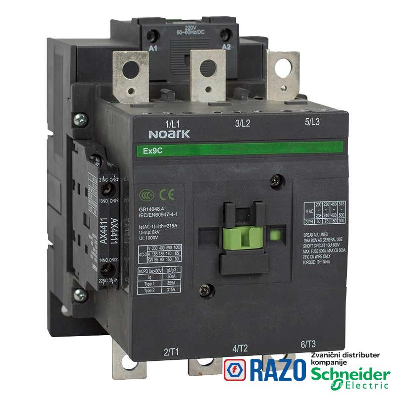 Kontaktor 115A 3P AC-3 230V AC/DC ugrađeni 2NO+2NC