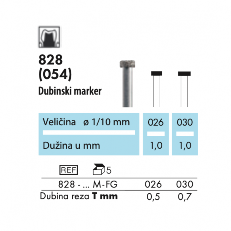 BORER DIJAMANT ZA TURBINU 828 - MARKER DUBINE PREPARACIJE