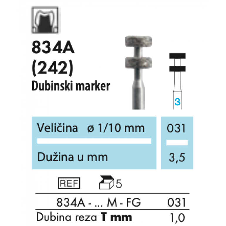 BORER DIJAMANT ZA TURBINU 834A 031M - MARKER DUBINE PREPARACIJE