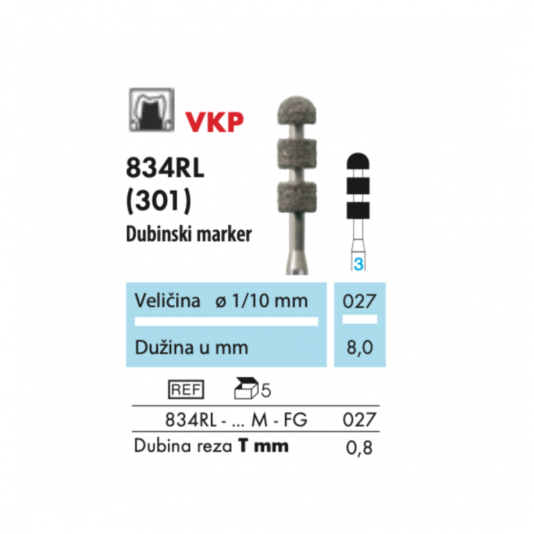 BORER DIJAMANT ZA TURBINU 834L 027M - MARKER DUBINE PREPARACIJE