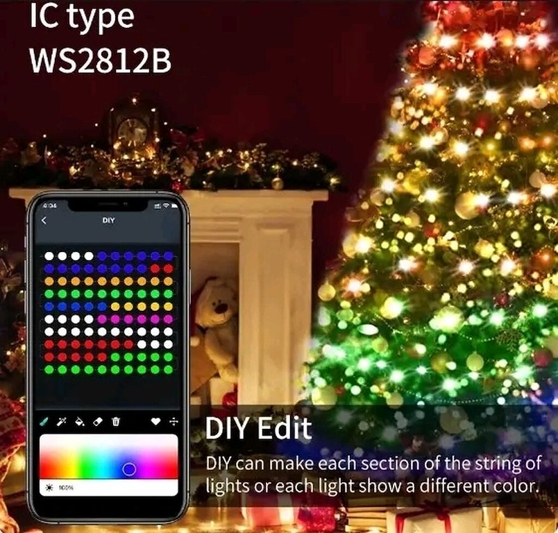 Dužina 10m Pametne led bluetooth sijalice za jelku Dekorišite bilo