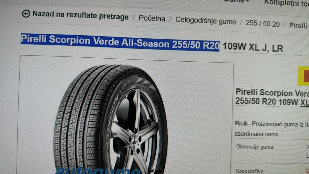 Pirelli Scorpion verde gume za sve sezone 255/50 R20. Komplet guma 4