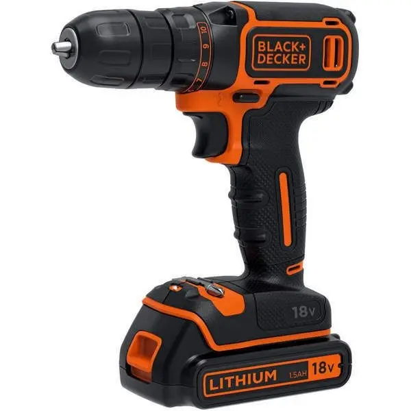 BLACK+DECKER Aku bušilica odvijač BDCDC18K 18V 1x 1.5 Ah crno-narandžasta