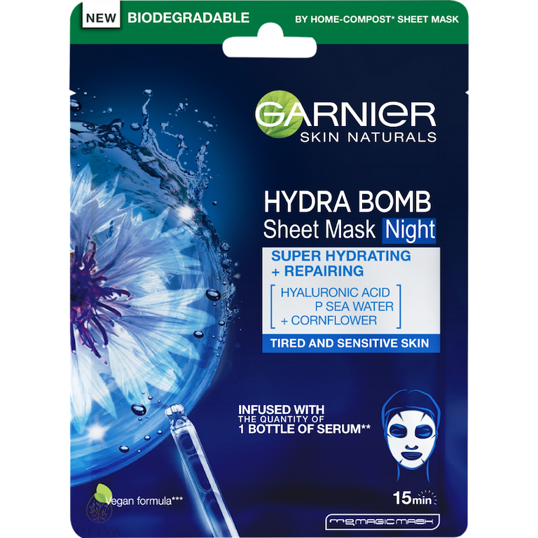 GARNIER SKIN NATURALS HYDRA BOMB TISSUE MASK NIGHT NOĆNA MASKA ZA LICE 32G