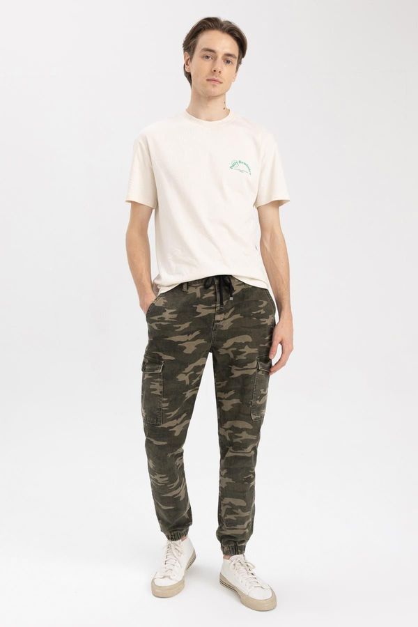 DEFACTO TROUSERS REGULAR FIT CAMOUFLAGE PATTERNED CARGO POCKET ELASTIC LEG