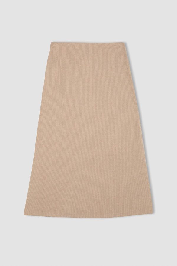 DEFACTO A CUT ELASTIC WAIST BASIC PLAIN NORMAL WAIST MAXI SKIRT