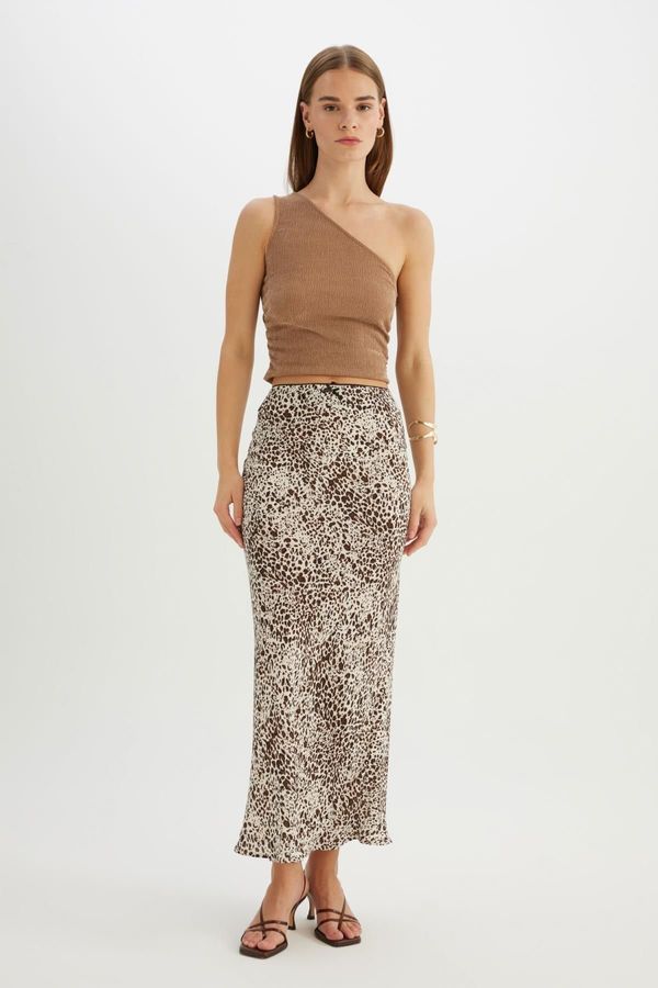 DEFACTO PENCIL LEOPARD PATTERNED HIGH WAIST MOROCCAN MAXI SKIRT