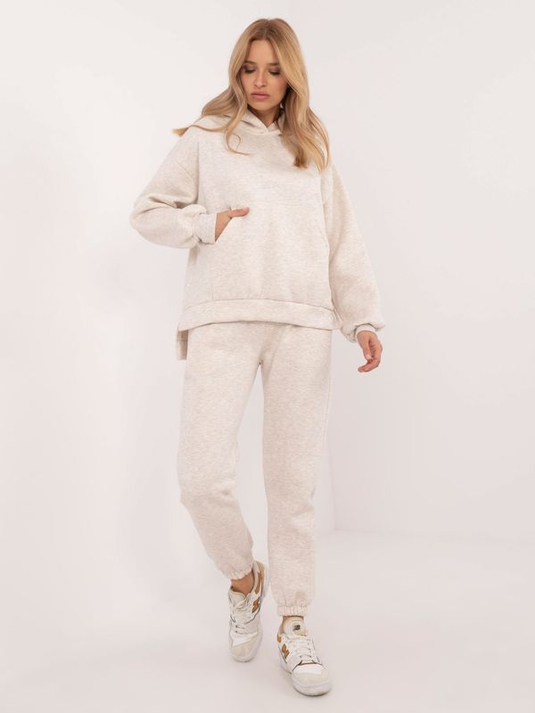 LIGHT BEIGE MELANGE BASE SET WITH TROUSERS