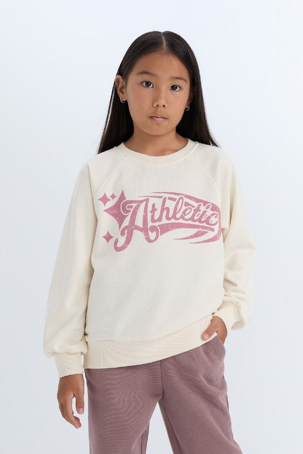DEFACTO GIRL RELAX FIT CREW NECK PRINTED SWEATSHIRT