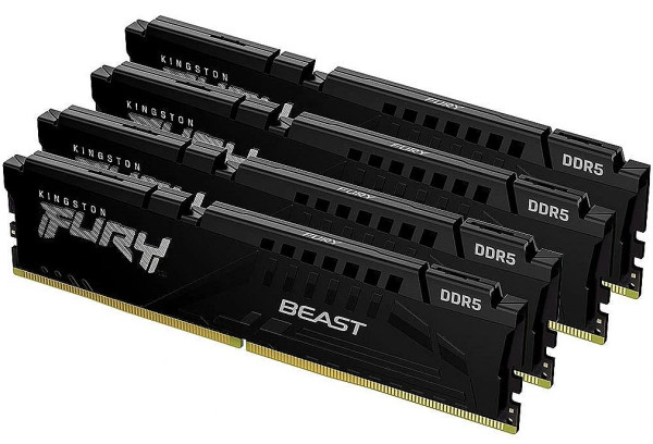 DDR5 128GB (4x32GB) 5600MHz [FURY BEAST], Non-ECC UDIMM, CL40 1.25V, 288-Pin 2Rx8, Memory Kit, w/Heatsink, XMP ( KF556C40BBK4-128 )