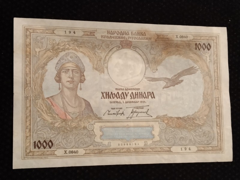 1000 dinara 1931 jugoslavija