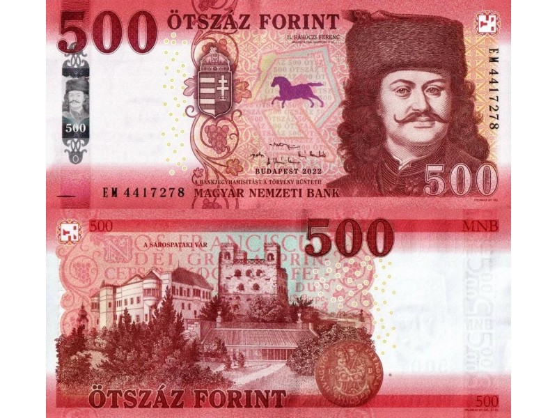 Mađarska HUNGARY 500 Forint 2018/2022 UNC, P-202