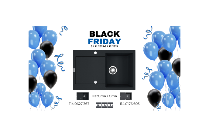 Black Friday Akcija - Korito sudopera - Franke - Maris MRG 611-A - Granitna - Mat Crna/Crna