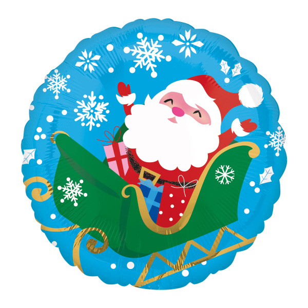 4010975
18″ Foil Happy Santa In Sleigh