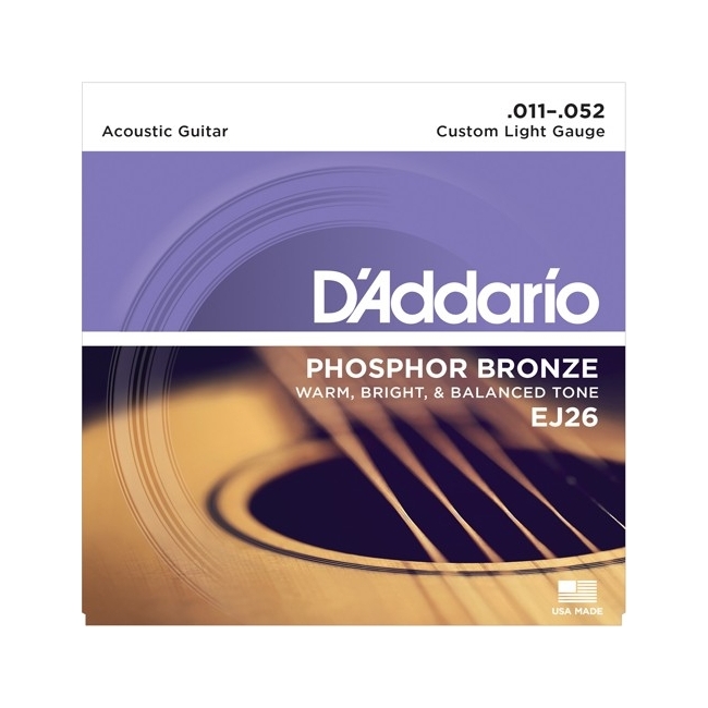 D`ADDARIO EJ26 FOSFOR BRONZA, CUSTOM LIGHT 11-52